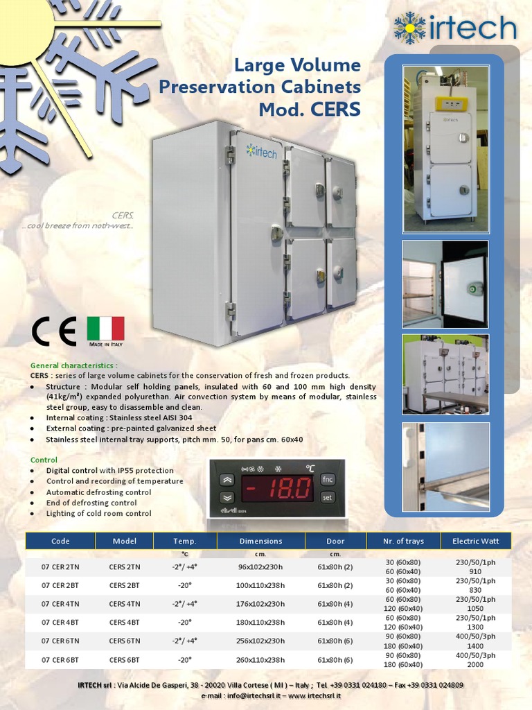 Large Volume Preservation Cabinets Mod.: Cers | PDF | Civil Engineering ...