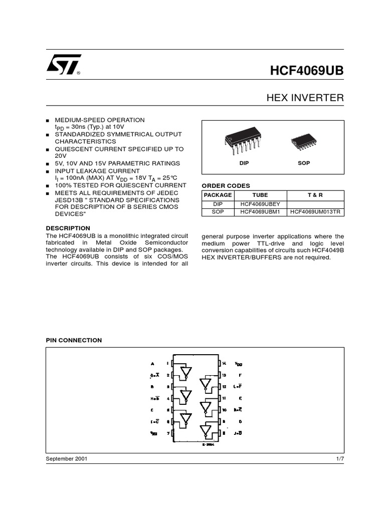 HCF4069UBE | PDF | Cmos | Mosfet