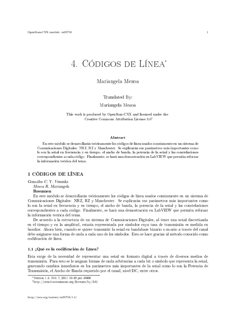 Códigos de línea NRZ, RZ y Manchester | PDF | Densidad espectral ...