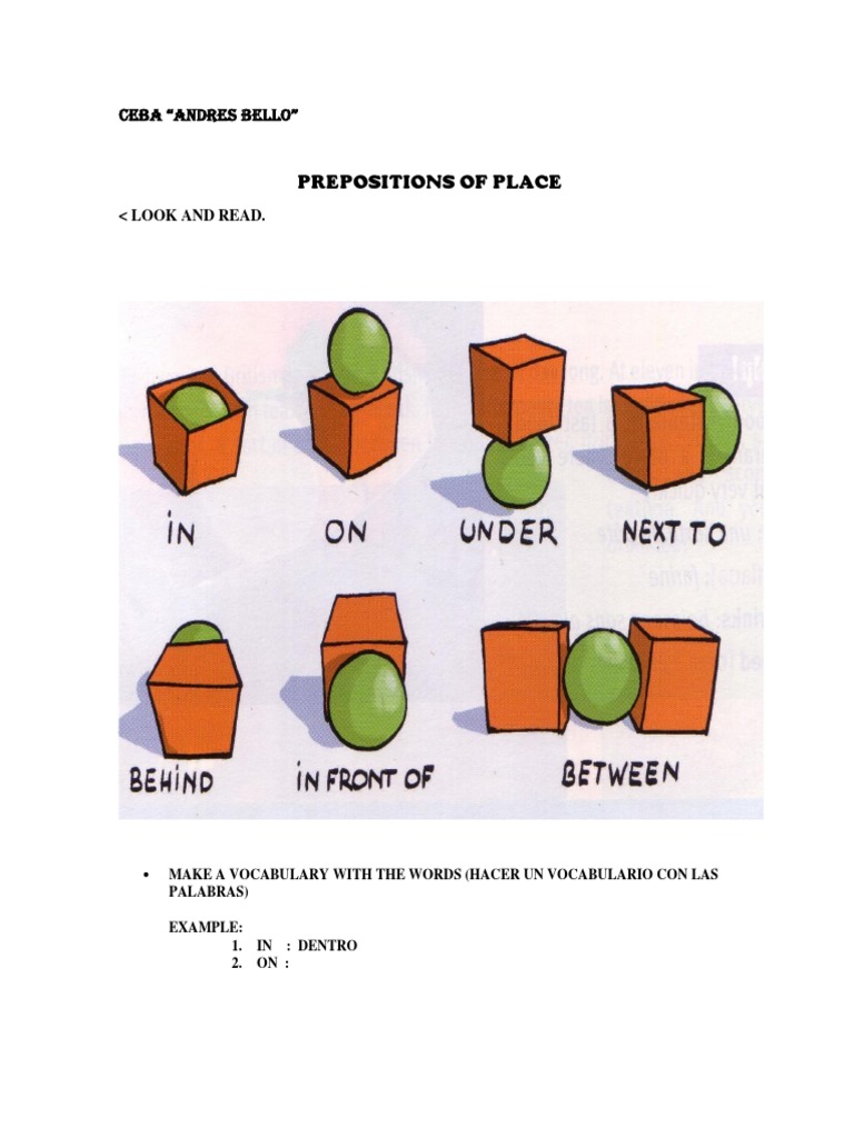 Prepositions of Place | PDF