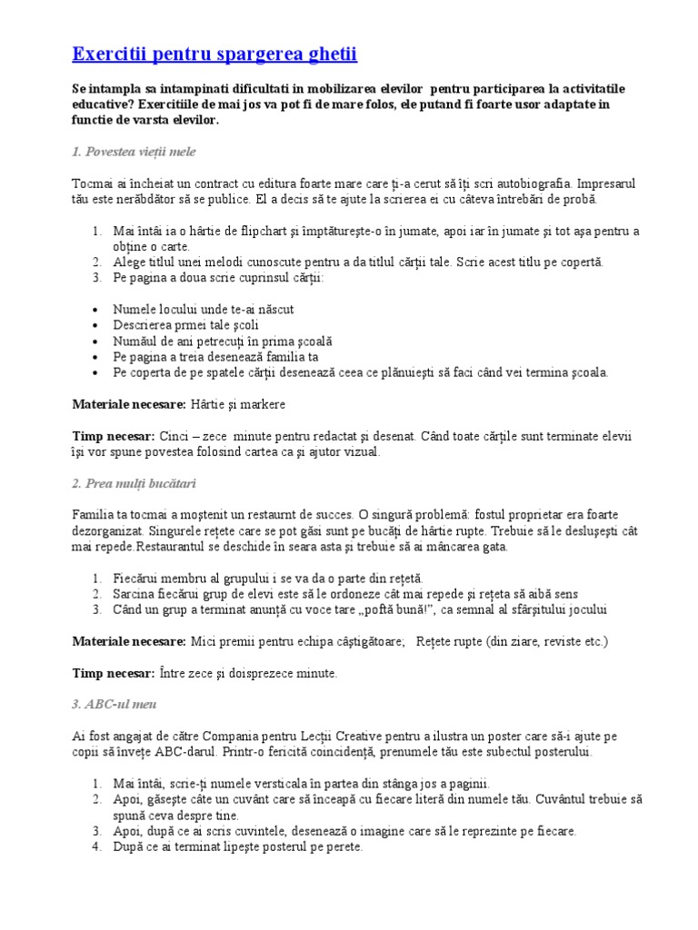 Exercitii Pentru Spargerea Ghetii | PDF