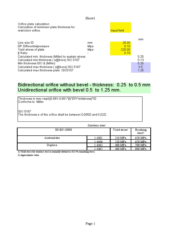 Orifice Plate Thickness Calculation Guide | PDF | Building Engineering ...
