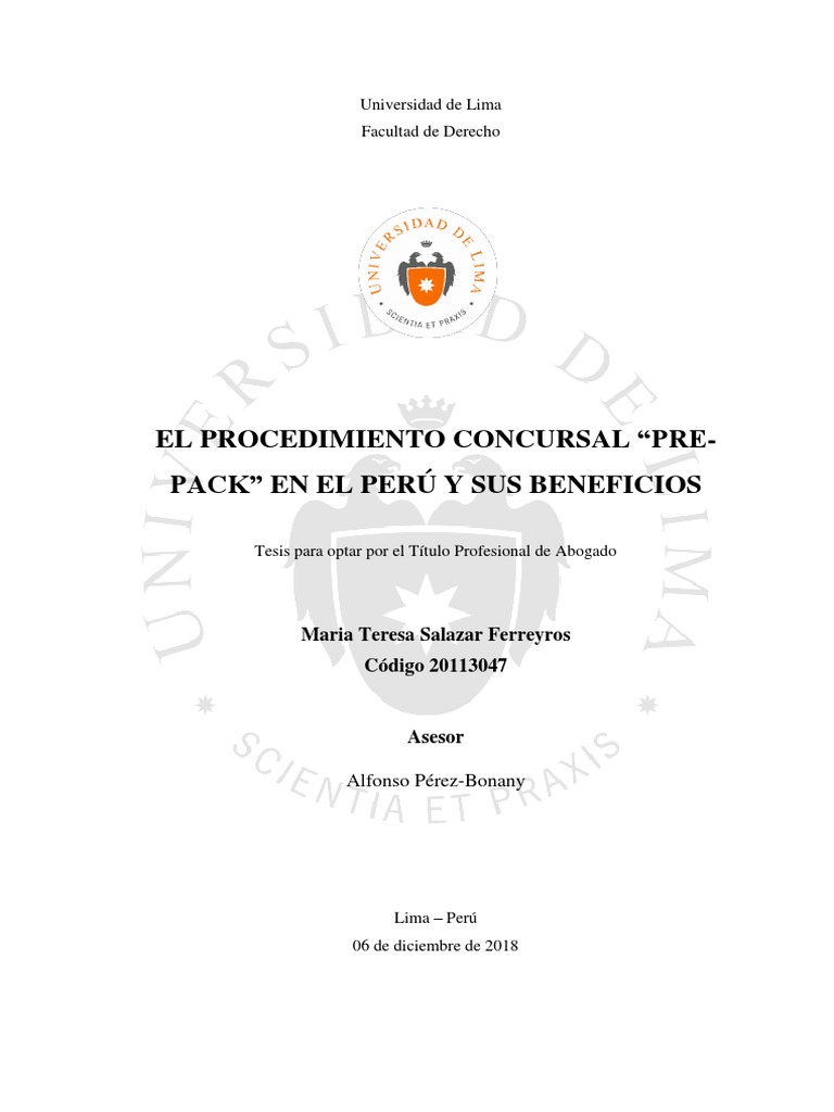 Salazar Ferreyros Maria Teresa | PDF | Insolvencia | Bancarrota