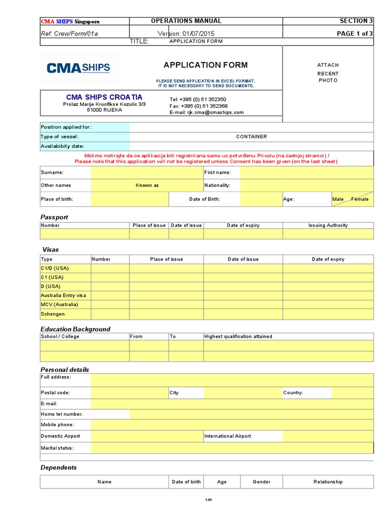 CMA CGM Application | PDF | Ships | Shipping