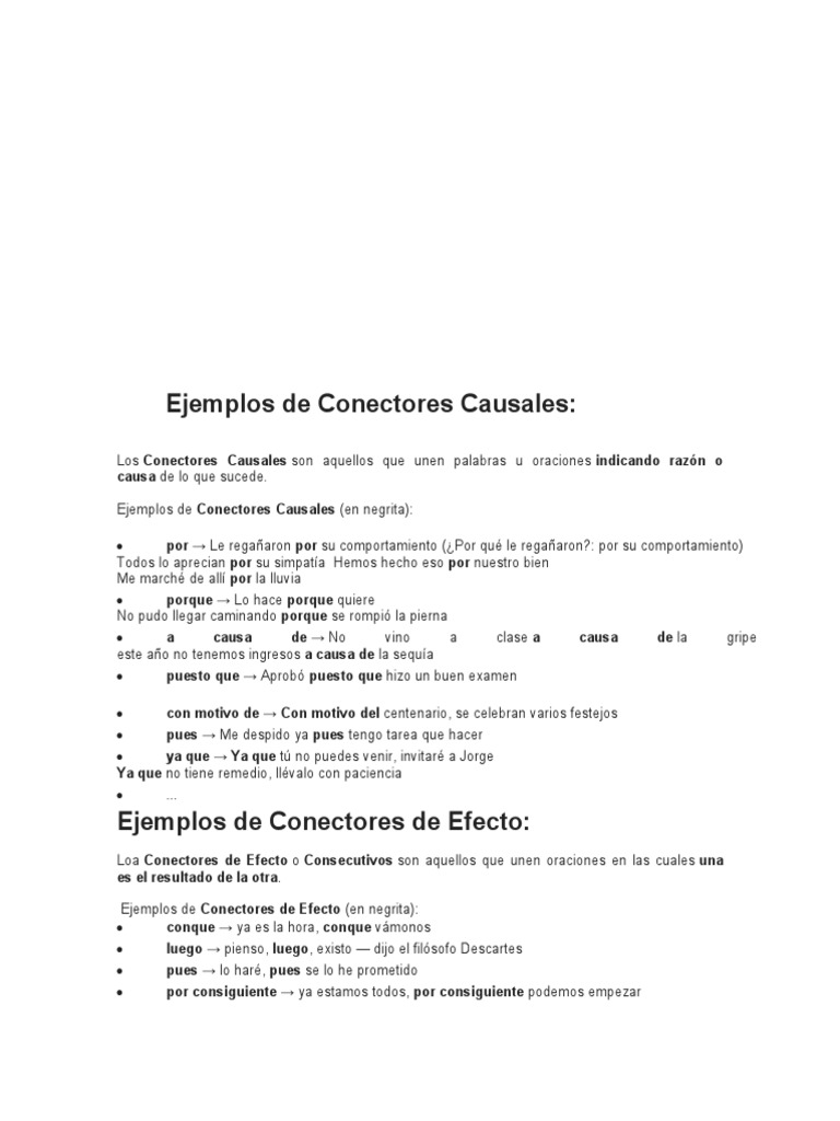 Ejemplos de Conectores Causales | PDF | Science | Ciencia filosófica