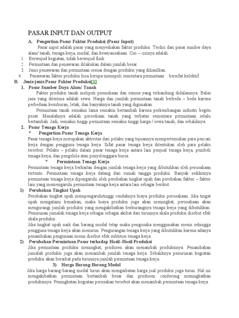 Pasar Input Dan Output | PDF