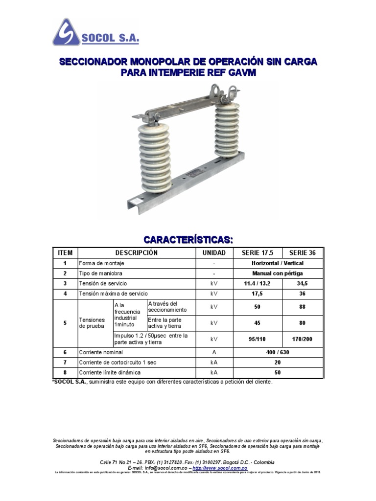 Cuchilla Monopolar | PDF | Electricidad | Ingenieria Eléctrica