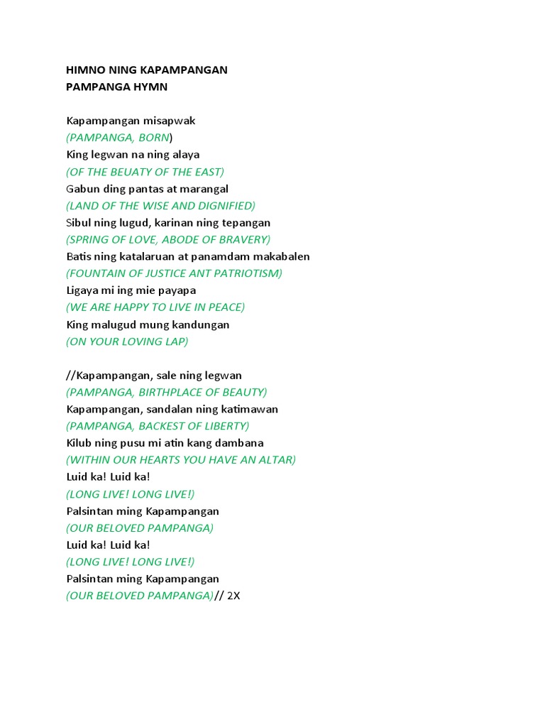 Pampanga Hymn and Candaba Lyrics | PDF | Languages Of Southeast Asia
