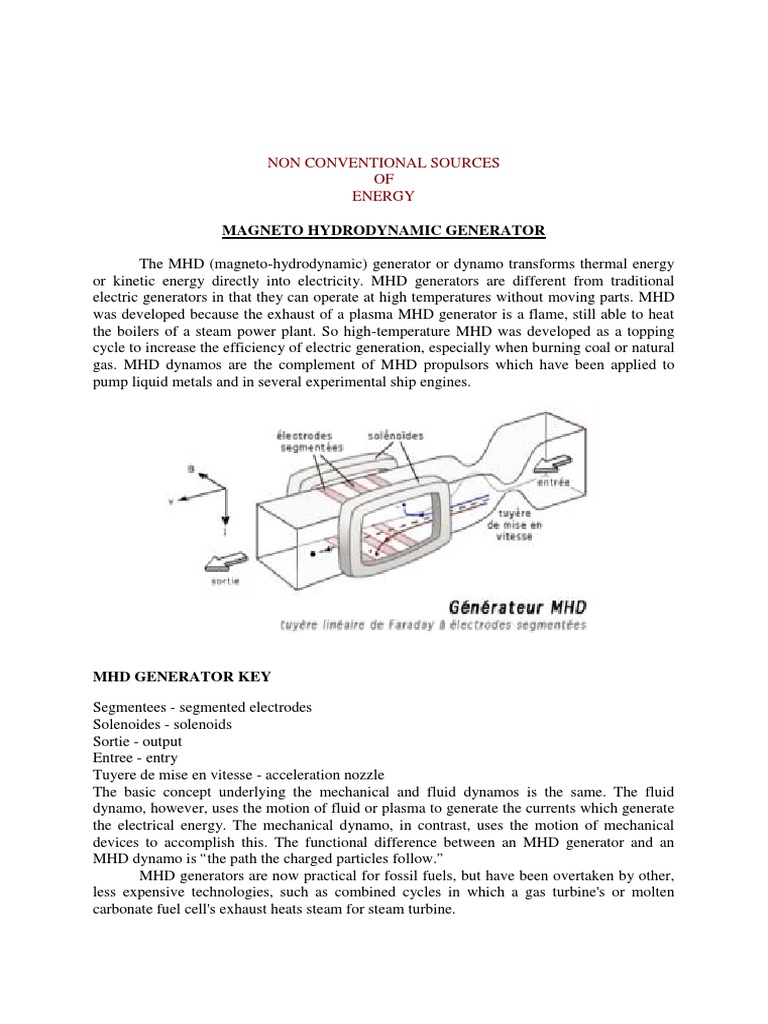 Magneto Hydrodynamic Generator: Non Conventional Sources OF Energy ...