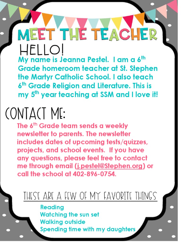 Meet The Teacher Letter | PDF