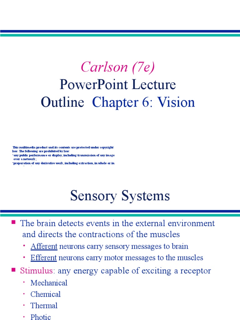 Carlson (7E) : Powerpoint Lecture Outline | PDF | Visual System | Retina