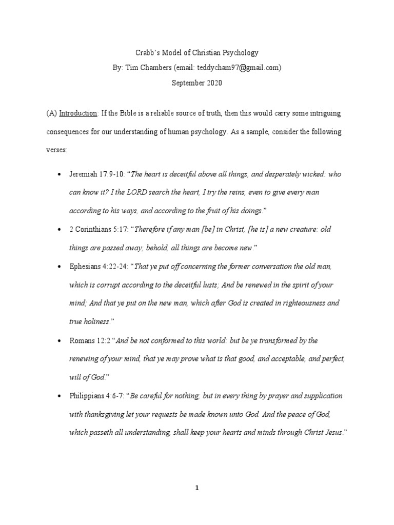 Crabb's Model of Christian Psychology | PDF | Mind | Thought