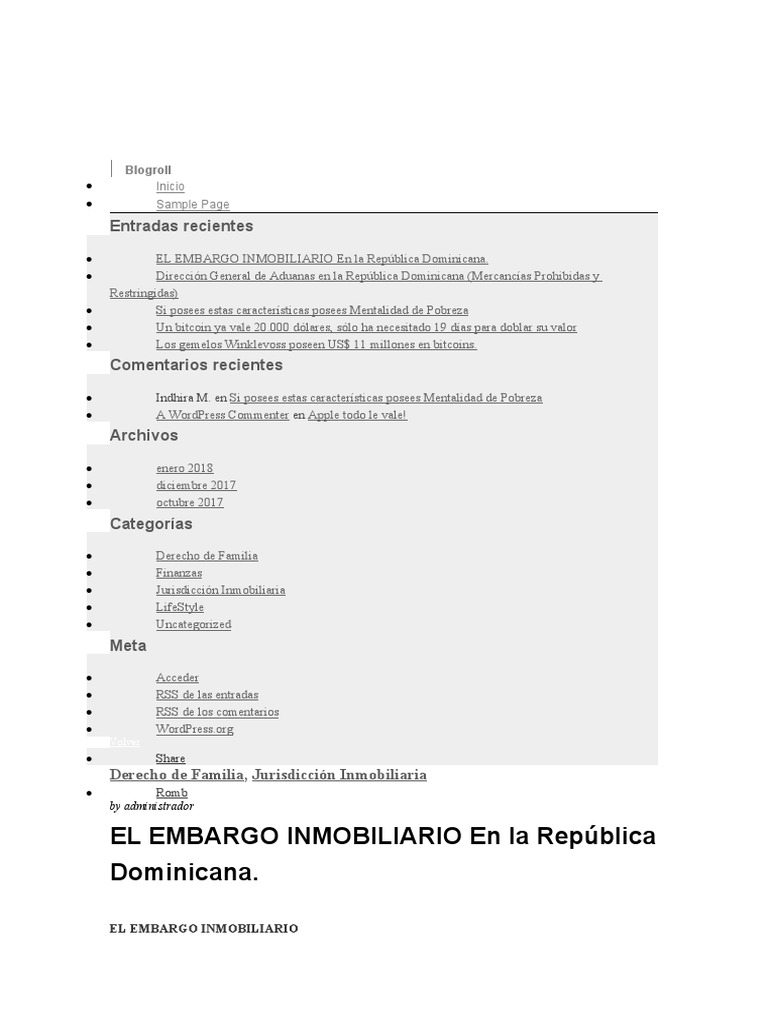 Material Sobre El Embargo Inmobiliario en Rep - Dom | PDF | Subasta | Pagos