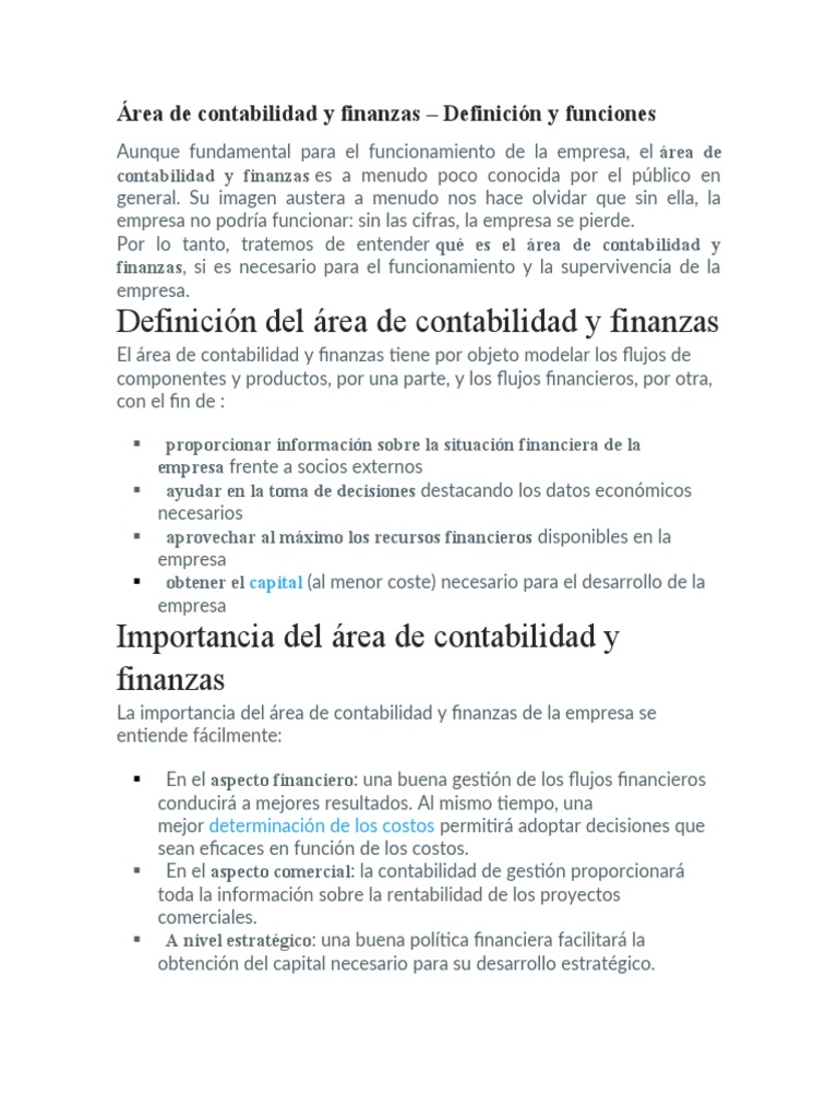 Área de Contabilidad y Finanzas | PDF | Contabilidad de gestión ...