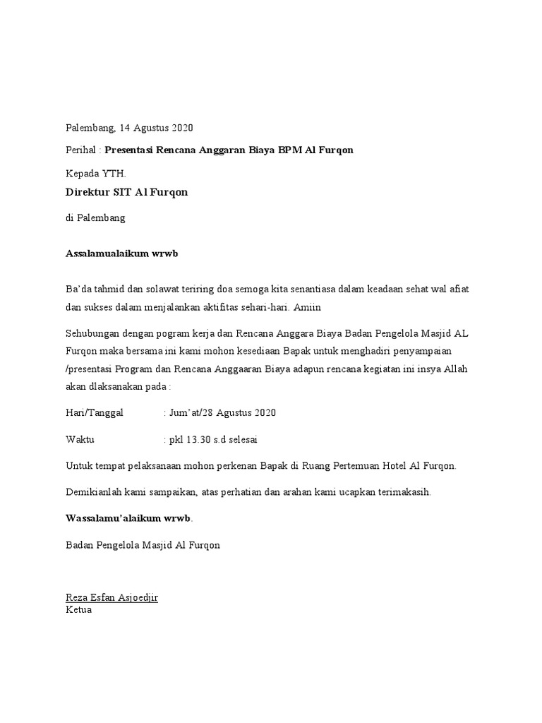 Surat Presentasi RAB | PDF