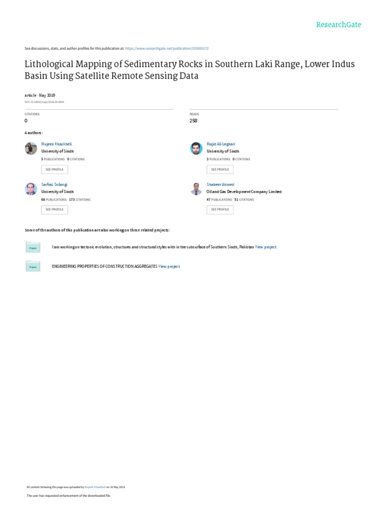 Lithological Mapping Using Satellite Remote Sensing Data | PDF | Rock (Geology) | Sedimentary Rock