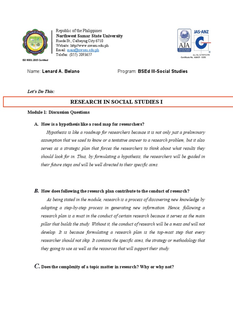 Module 1 Discussion Questions | PDF | Hypothesis | Justification