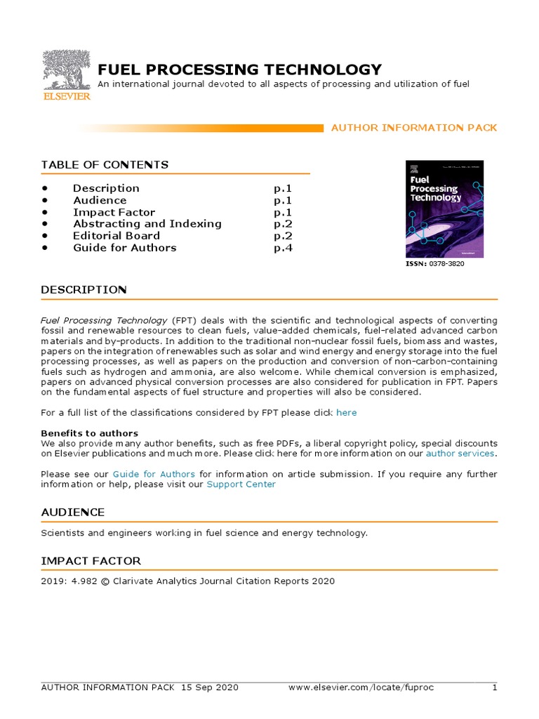 Fuel Processing Technology | PDF | Open Access | Citation