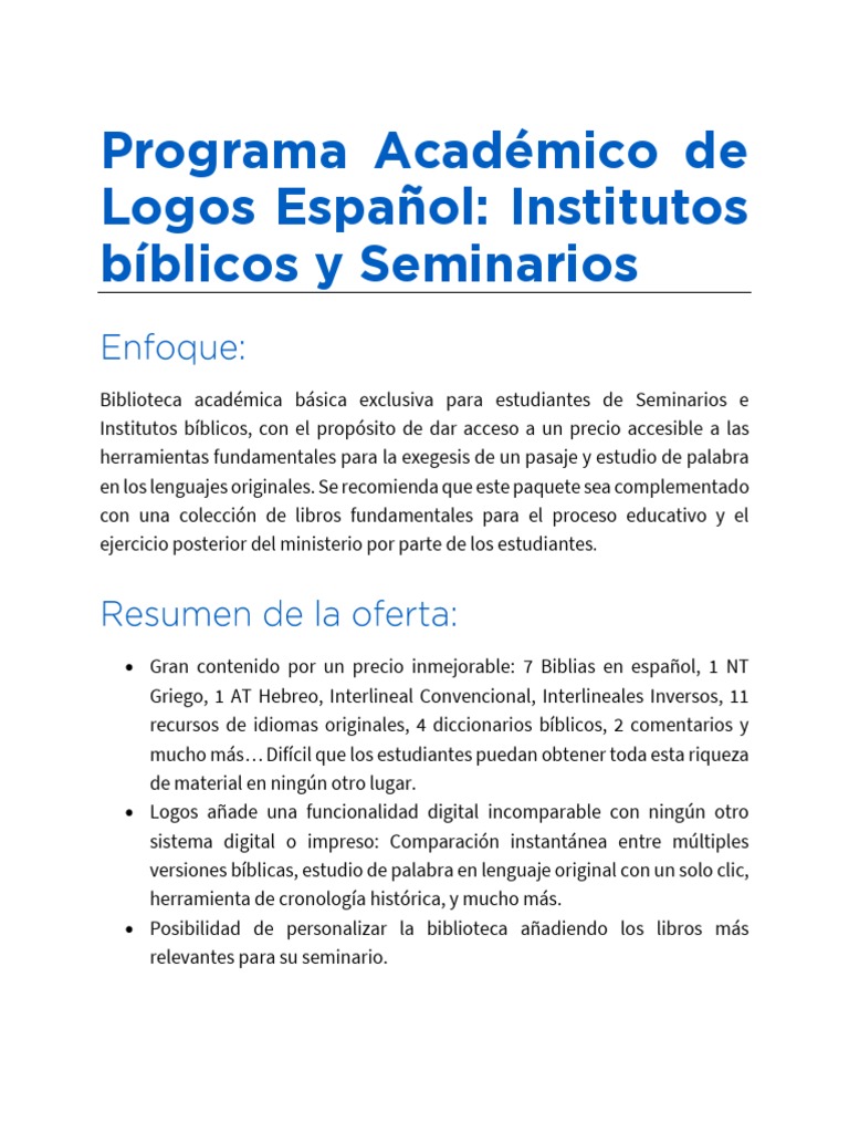 Programa Académico de Logos Español - Estudiantes UNAV | PDF | Nuevo ...