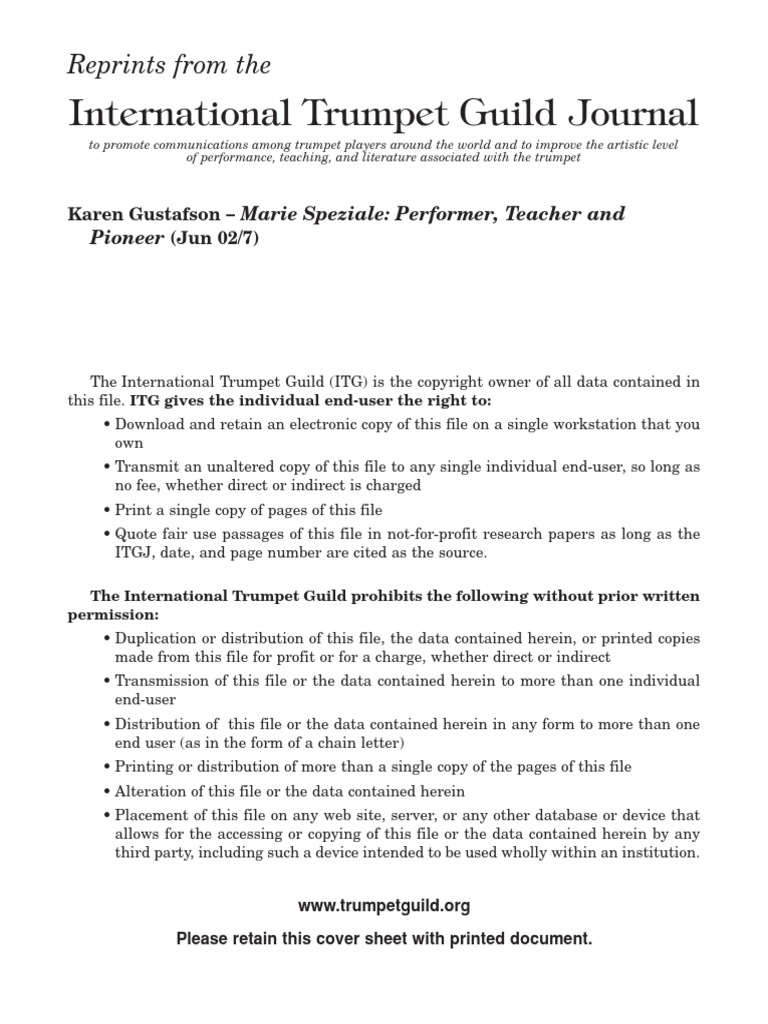 International Trumpet Guild Journal: Reprints From The | PDF ...