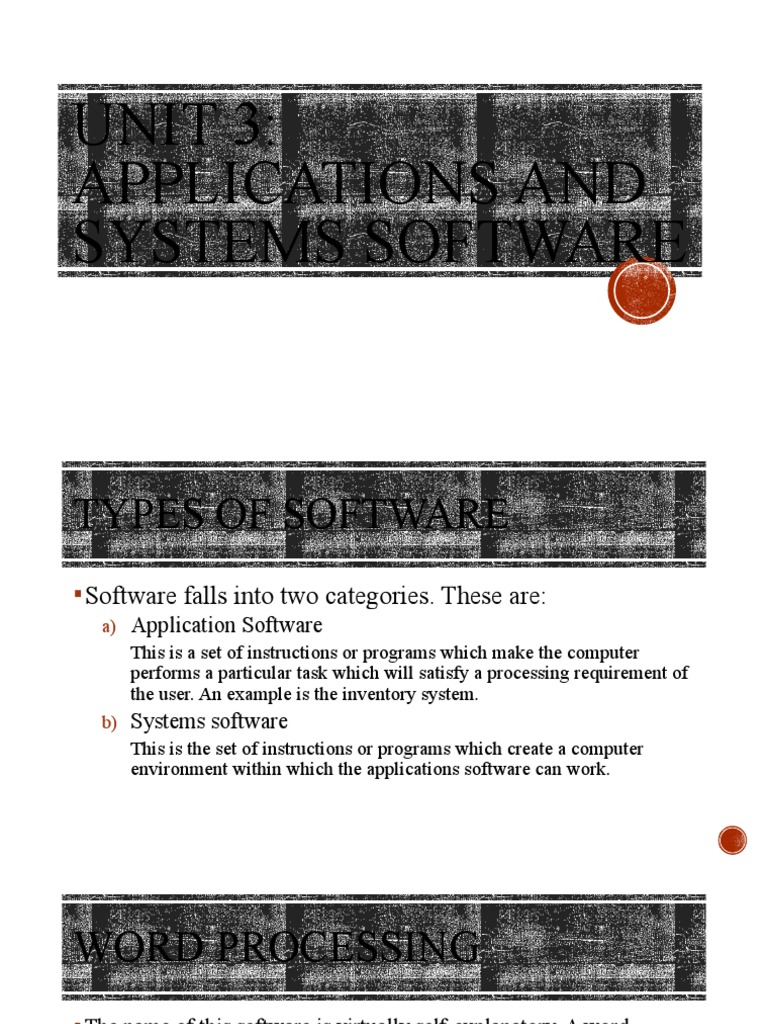 Unit 3: Applications and Systems Software | PDF | Spreadsheet | Databases