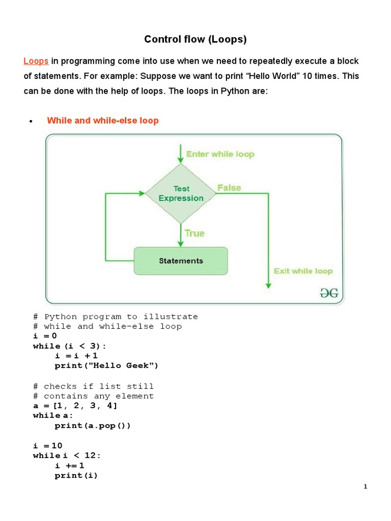 Control Flow (Loops) : While and While-Else Loop | Download Free PDF ... Control Flow (Loops) : While and While-Else Loop | Download Free PDF ...
