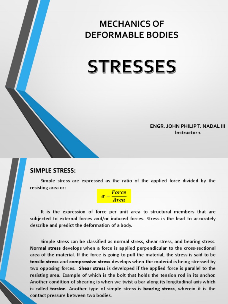 Simple Stress PDF | PDF | Stress (Mechanics) | Strength Of Materials