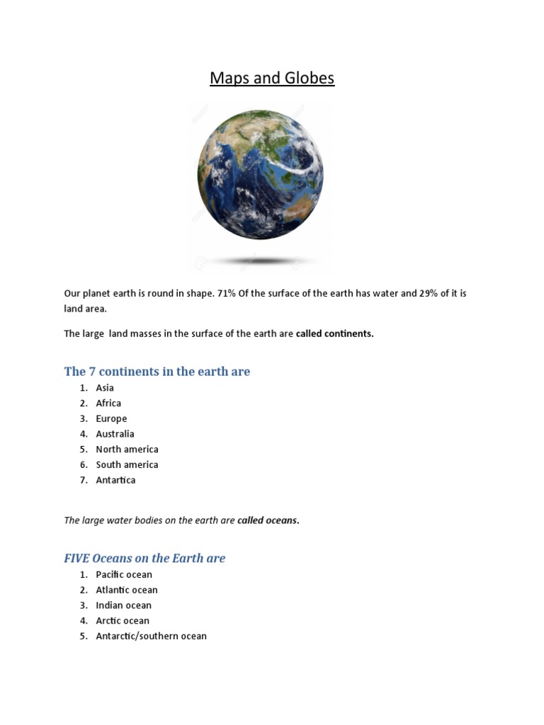 Maps and Globes: The 7 Continents in The Earth Are | PDF