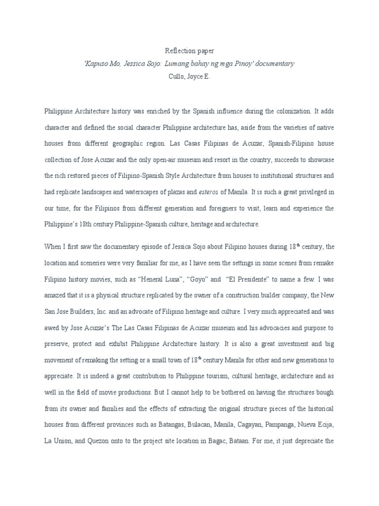 Reflection Paper Philippine Arch - JCULLO | PDF | Philippines | Manila