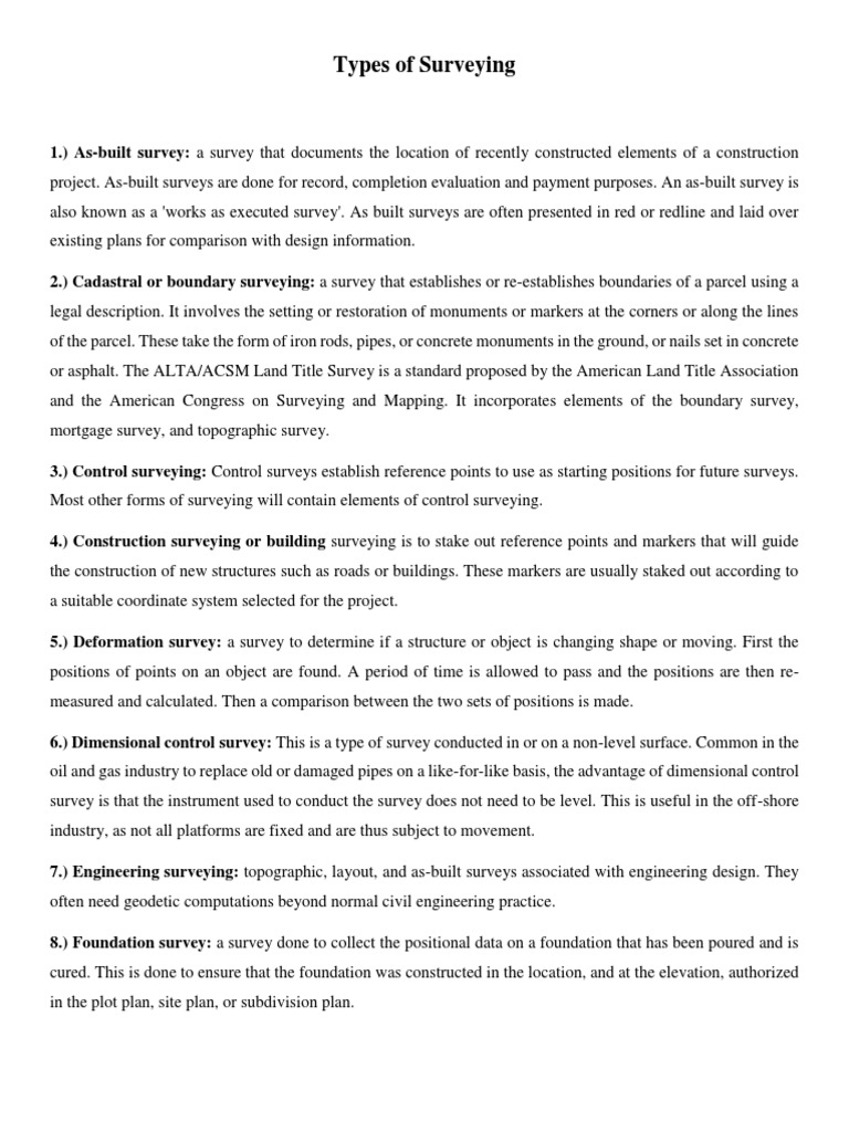 Types of Surveying | Download Free PDF | Surveying | Topography