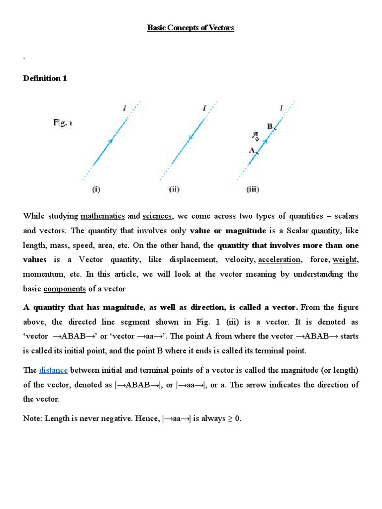 Basic Concepts of Vectors: Distance | Download Free PDF | Geometric ...