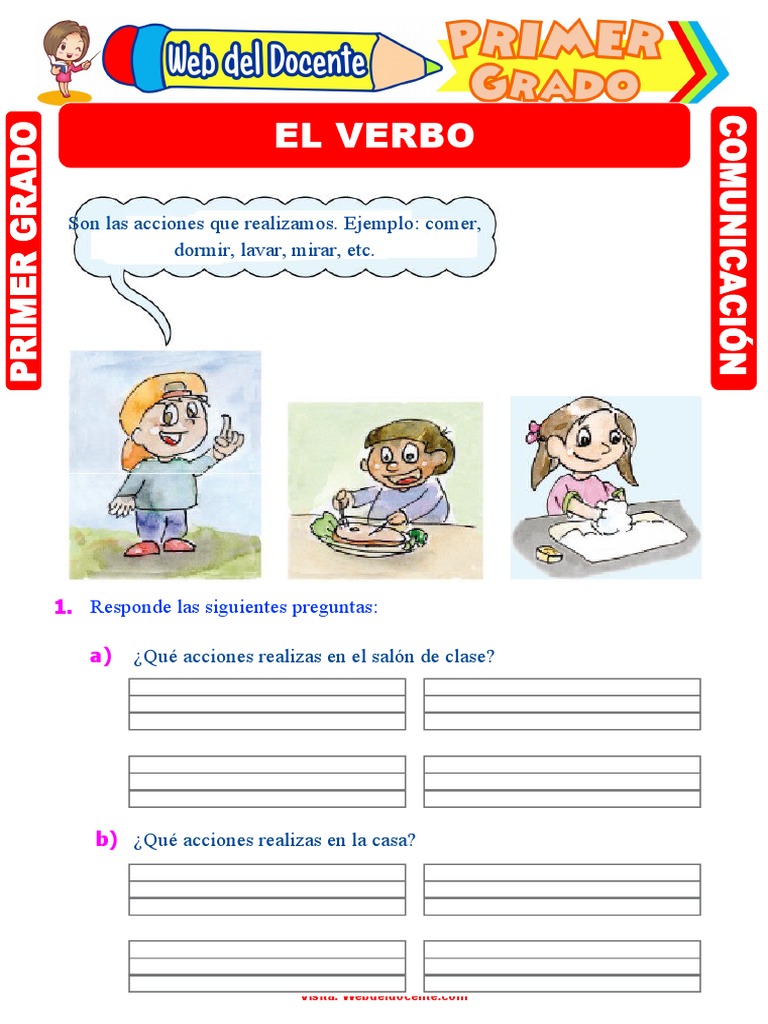 El Verbo para Primero de Primaria | PDF