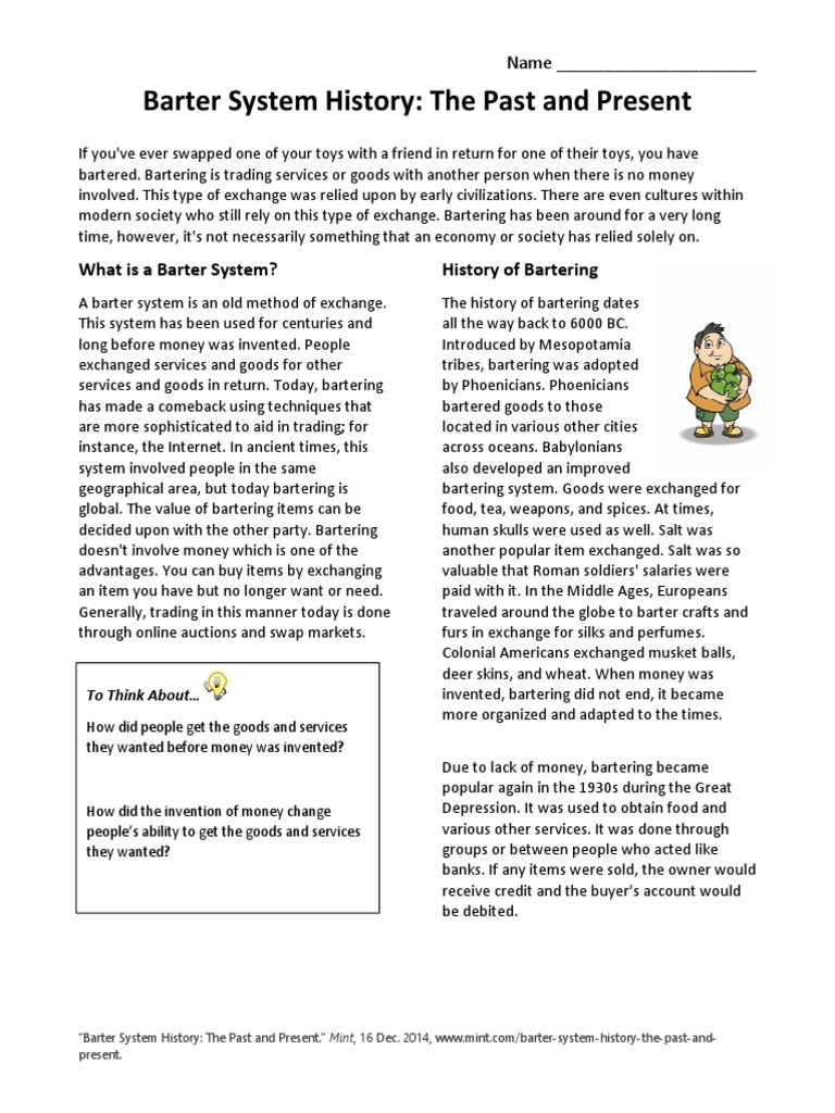Barter System: History and Advantages | PDF | Barter | Money