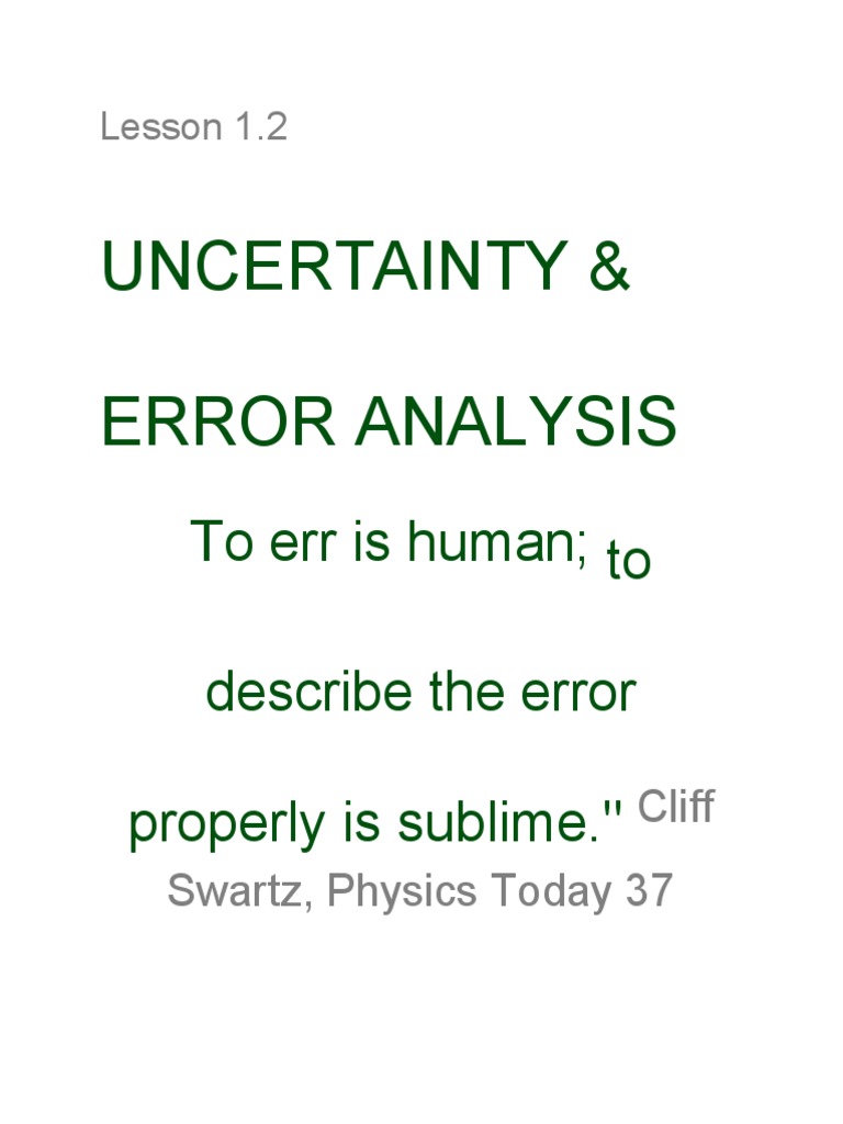 Lesson 1.2 Uncertainty and Error Analysis | PDF | Accuracy And ...