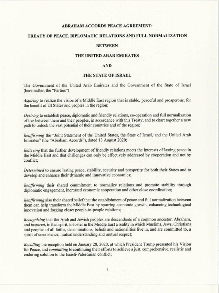 Abraham Accords Peace Agreement | PDF