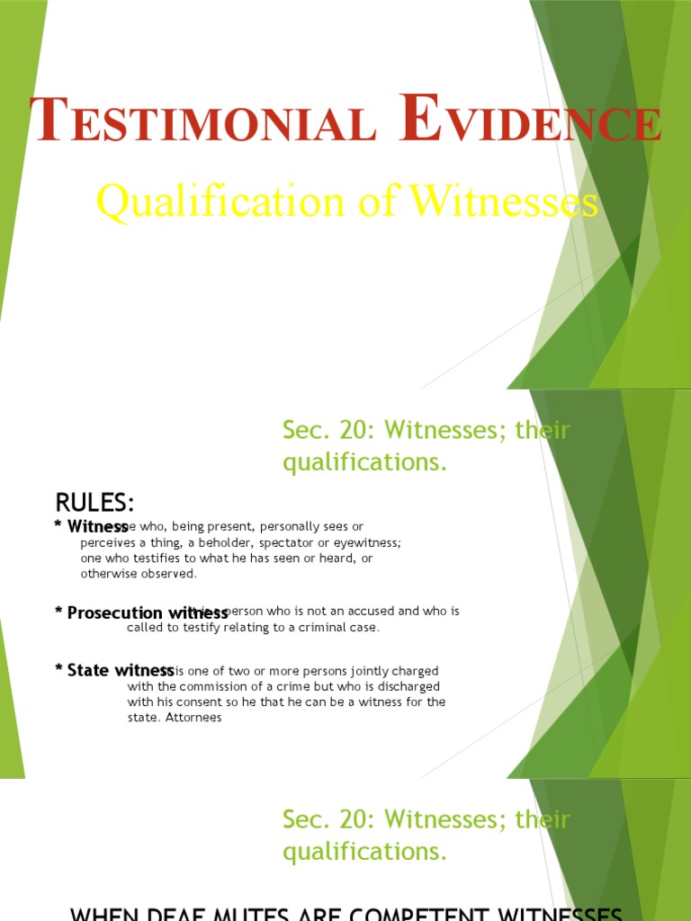 Testimonial Evidence PPT LUNA GOCO | PDF | Witness | Testimony