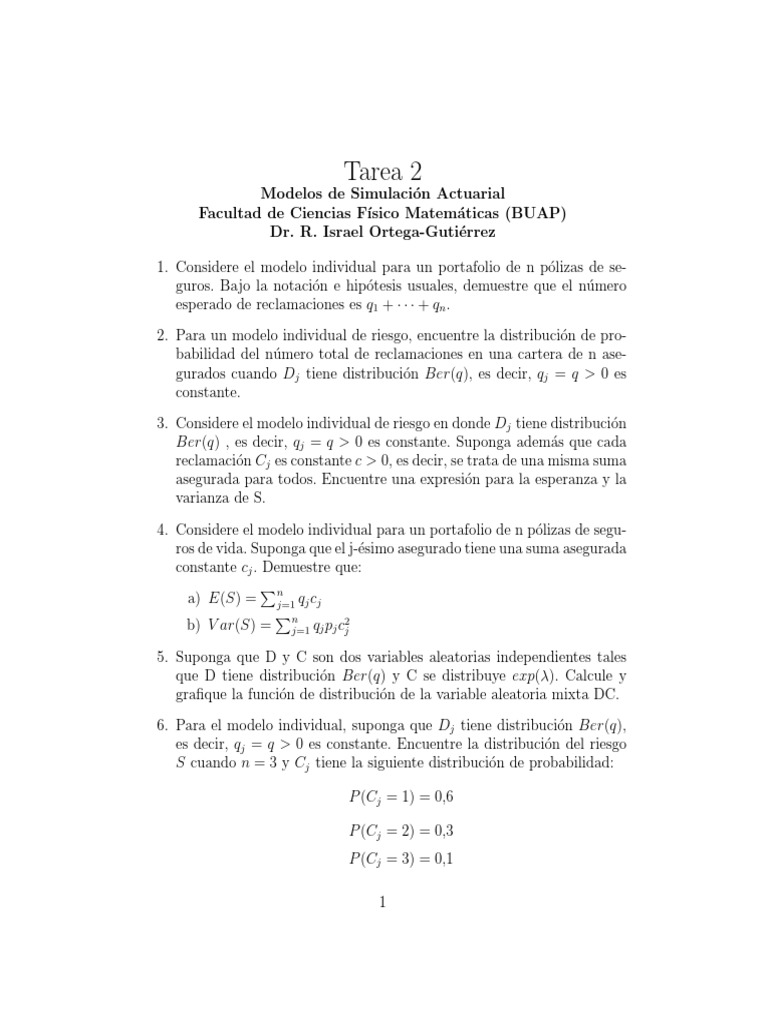 Tarea 2 - MSA | PDF | Variable aleatoria | Teoría de la medida