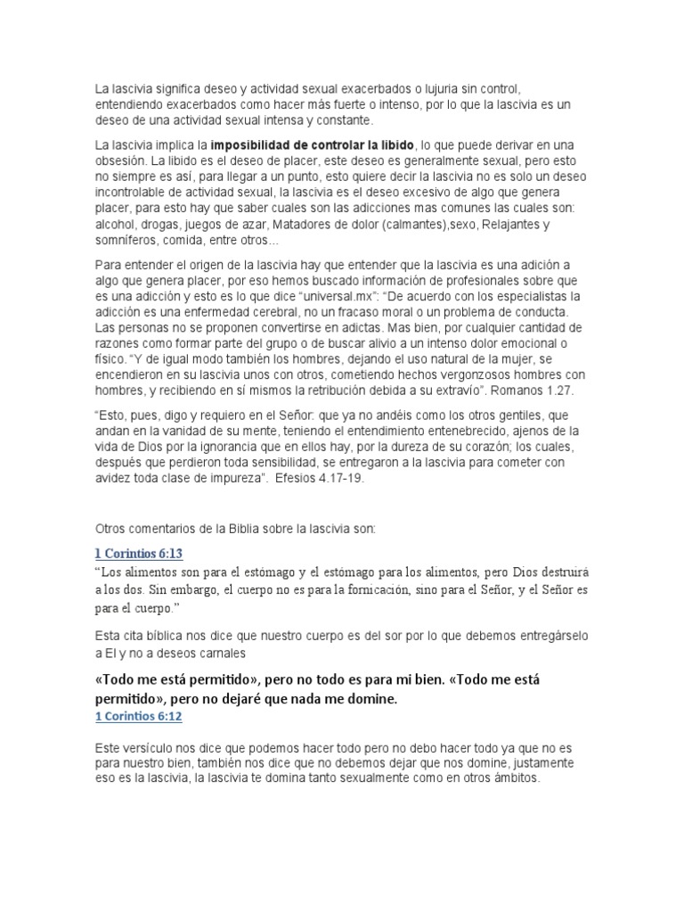 La Lascivia | PDF | Lujuria | Conceptos psicologicos