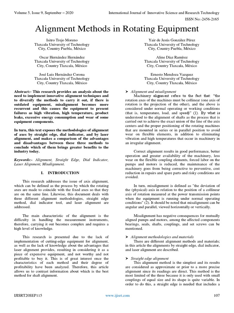 Alignment Methods in Rotating Equipment | PDF | Mechanical Engineering ...