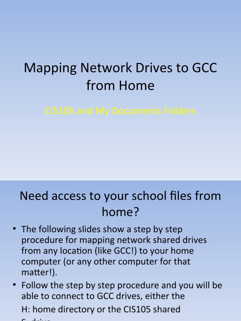 Map GCC Network Drives from Home | PDF | Computers