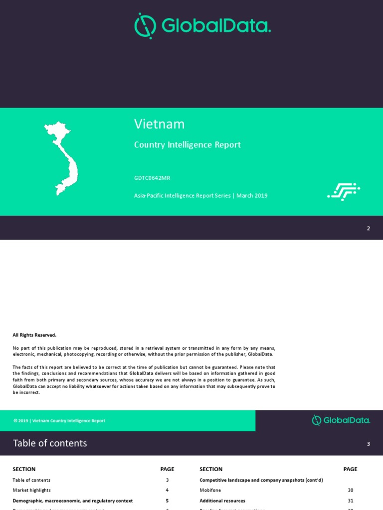 Vietnam Country Intelligence Report, 1Q2019 | PDF | Mobile Broadband | 4 G