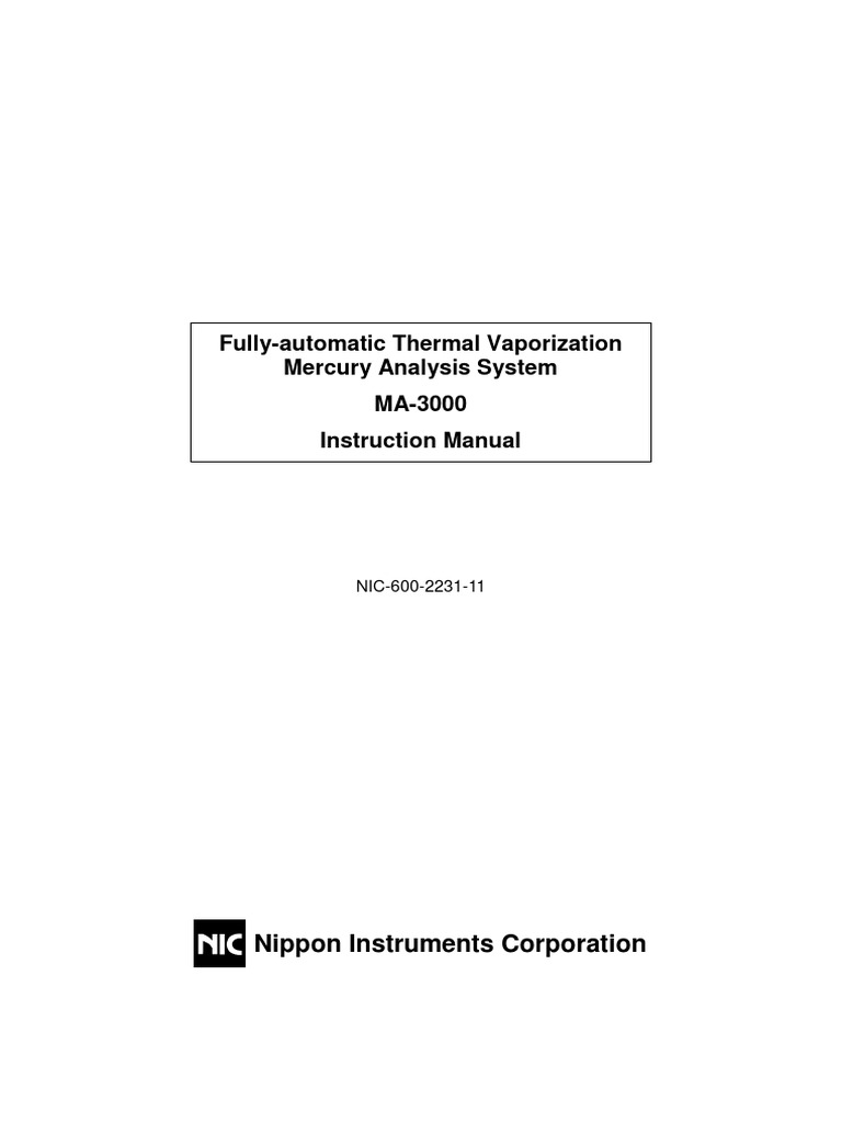 MA-3000 NIC-600-2231-11 Instruction Manual PDF | PDF