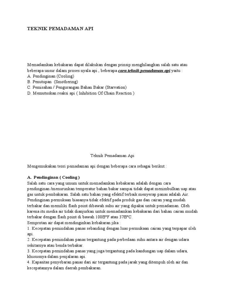 Teknik Pemadaman Api | PDF | Teknologi & Rekayasa