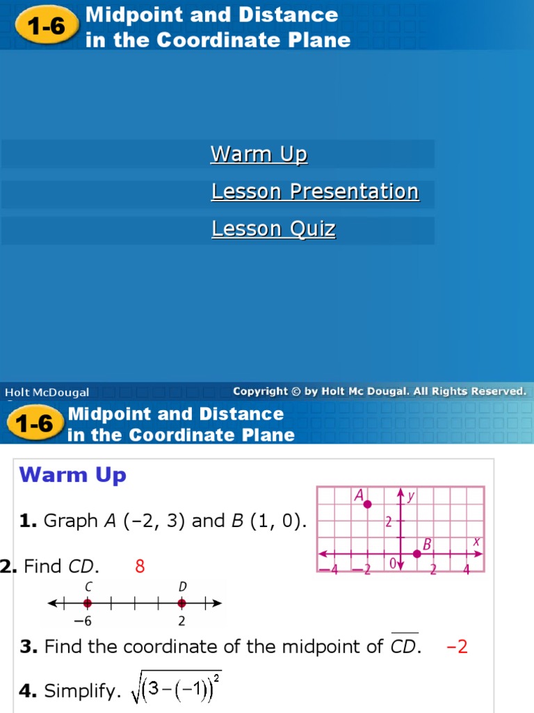 Midpoint and Distance Formula Guide | PDF | Distance | Cartesian ...
