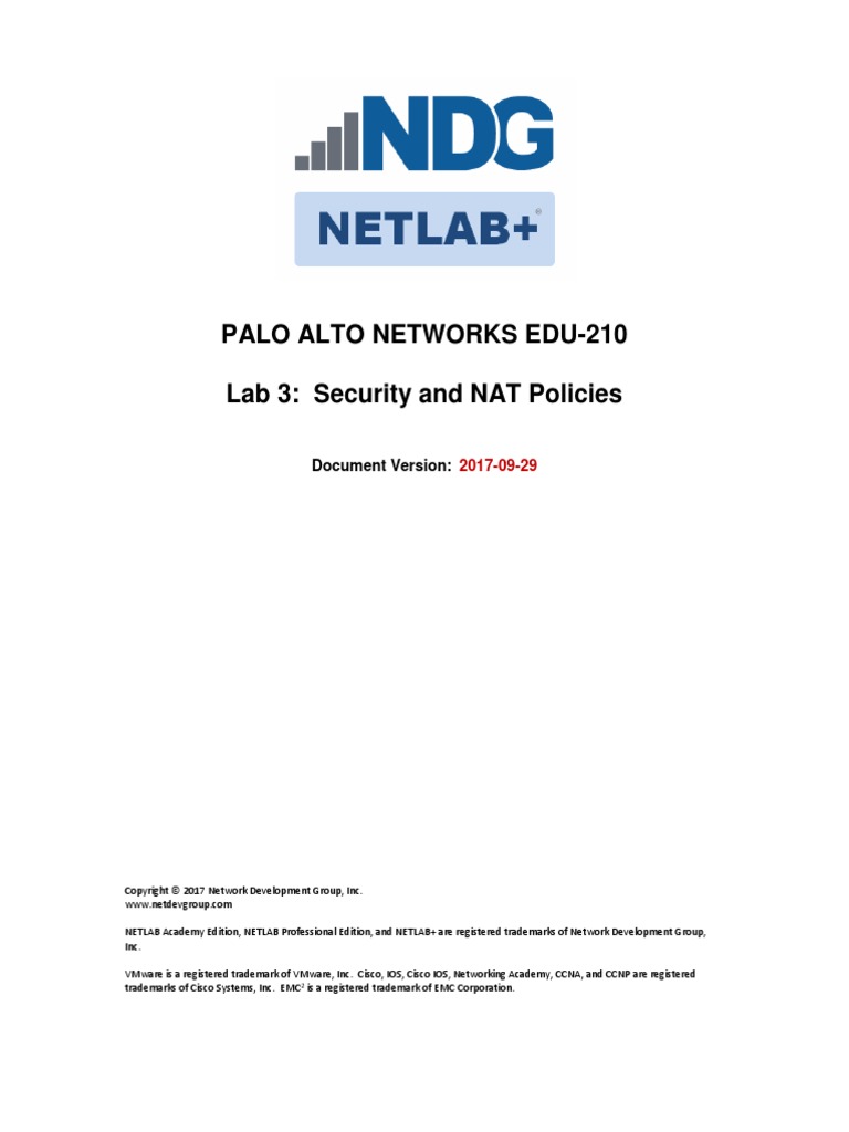 Palo Alto Networks Edu-210 Lab 3: Security and NAT Policies | PDF | File Transfer Protocol ...