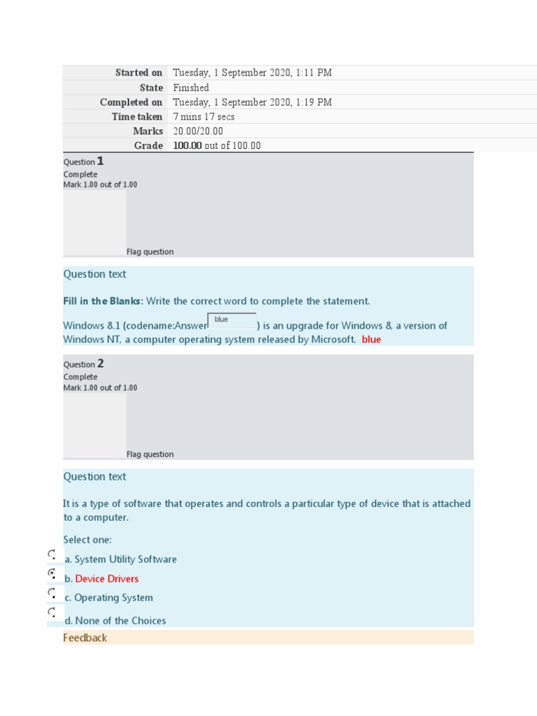 20-20 Computing Fundamentals Quiz 4 | PDF | Operating System | Software 20-20 Computing Fundamentals Quiz 4 | PDF | Operating System | Software