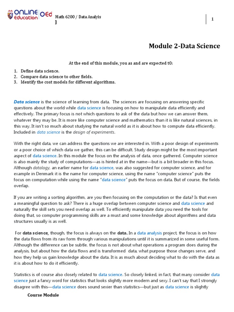 Module 2-Data Science | PDF | Data Science | Computer Science