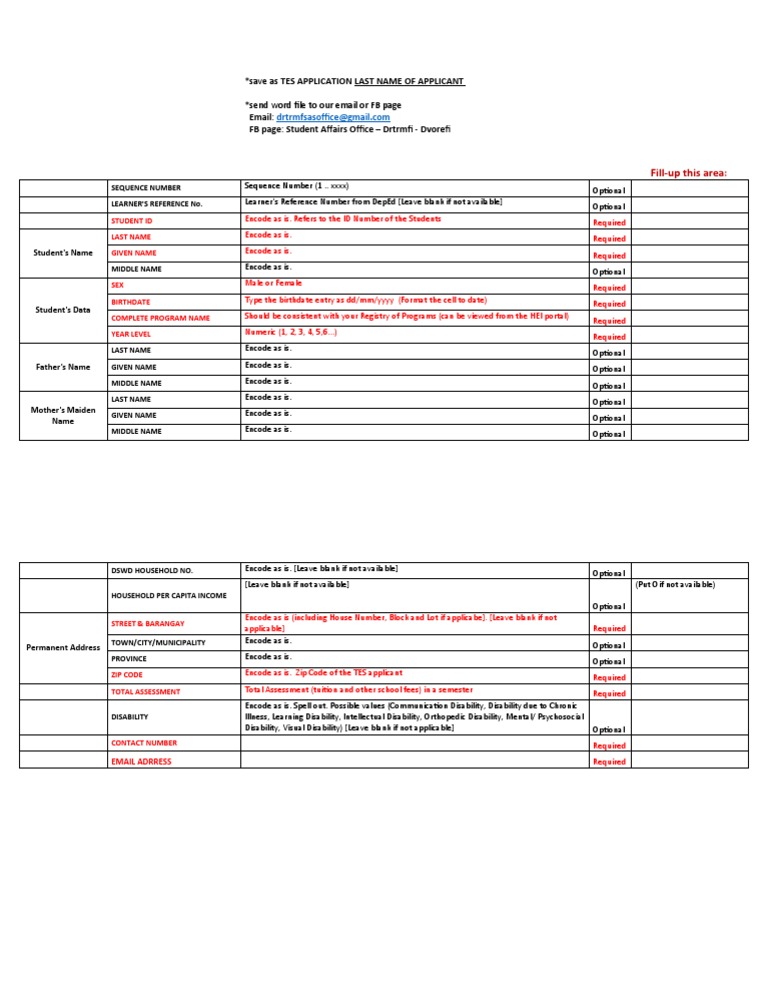 Save As Tes Application Last Name of Applicant Send Word File To Our ...