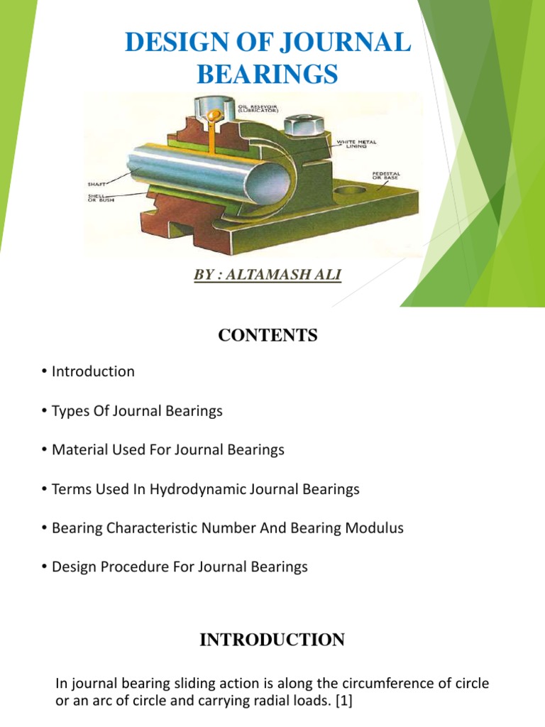 Journal Bearing Design Overview | PDF | Bearing (Mechanical) | Chemical ...