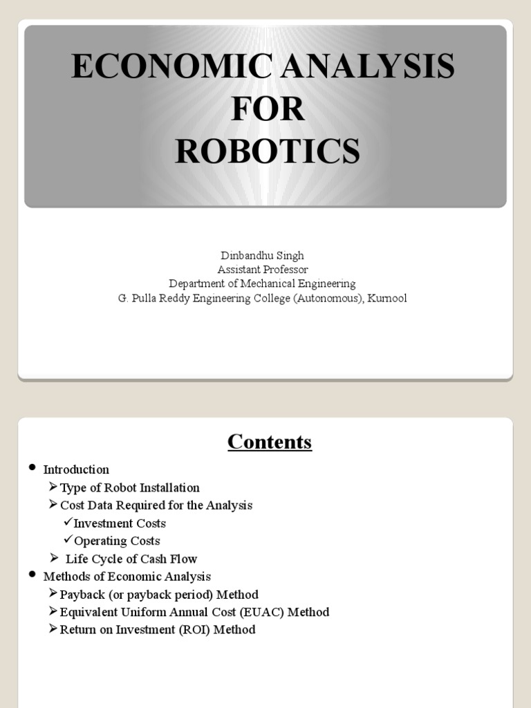 Economic Analysis For Robotics | Download Free PDF | Return On ...